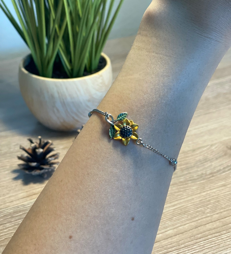 Sunflower Bracelet, Sunflower Charm Bracelet, Flower Bracelet ...