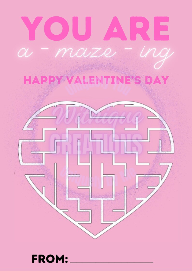Heart Maze Valentine Cards Printable Kids Valentines Digital Download ...