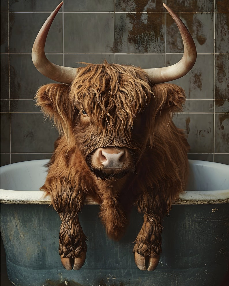 Bathroom Highland Cows - Set of 3 - Highland Cows Bathroom - Digital ...