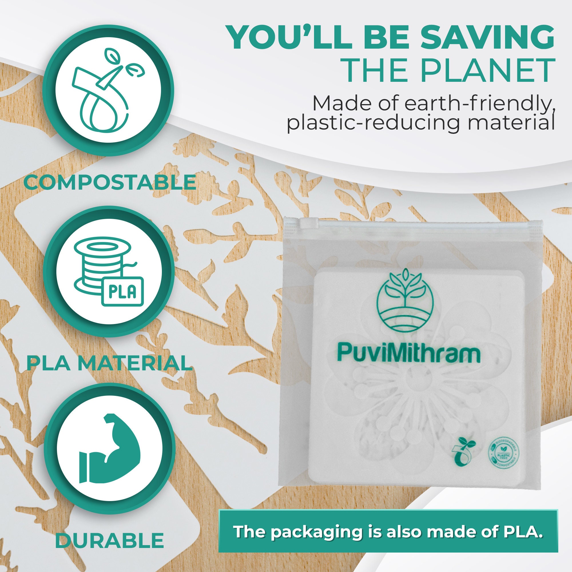 Puvimithram Eco Compostable Wild Flower Stencils for Painting on Walls ...