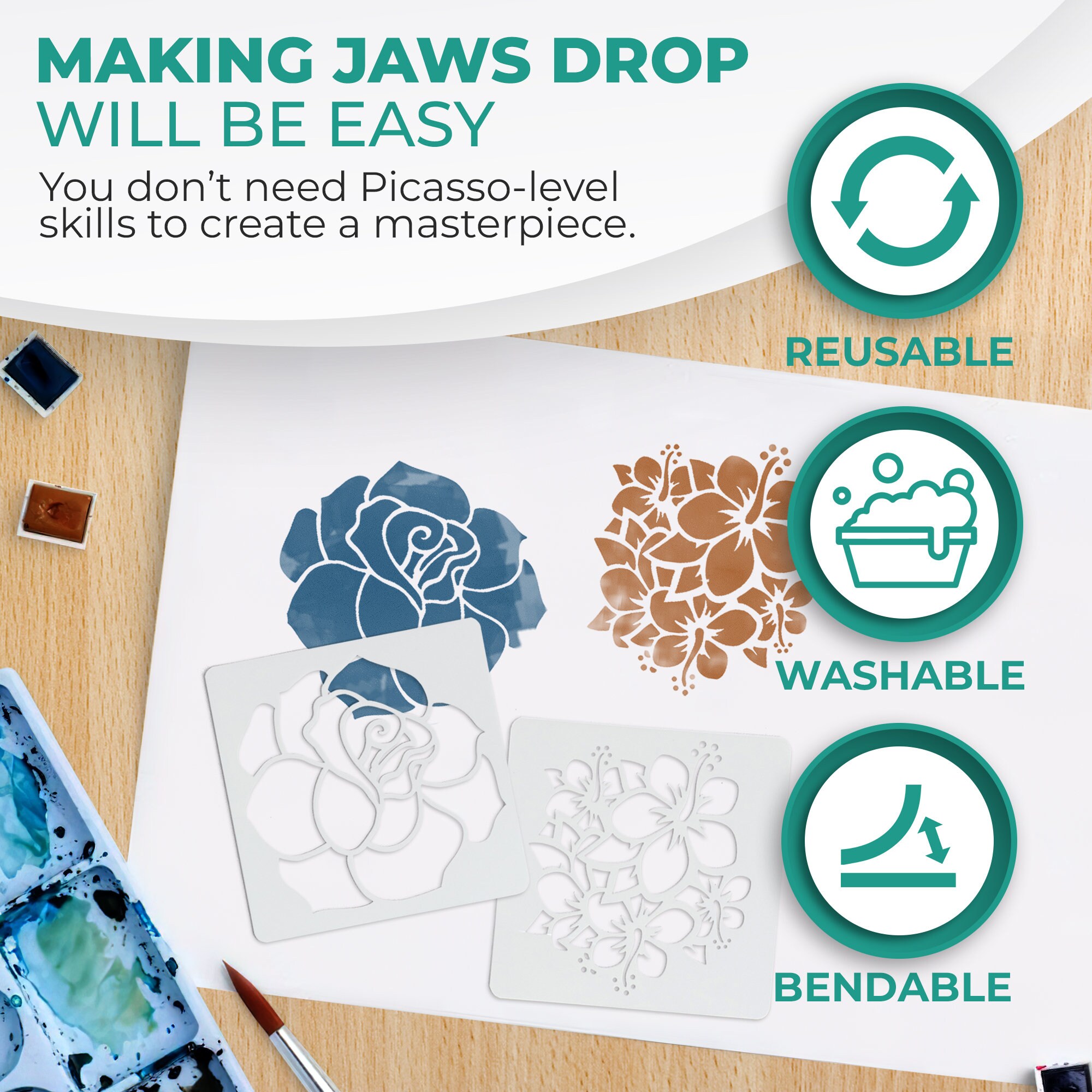 Puvimithram Eco Compostable Wild Flower Stencils for Painting on Walls ...