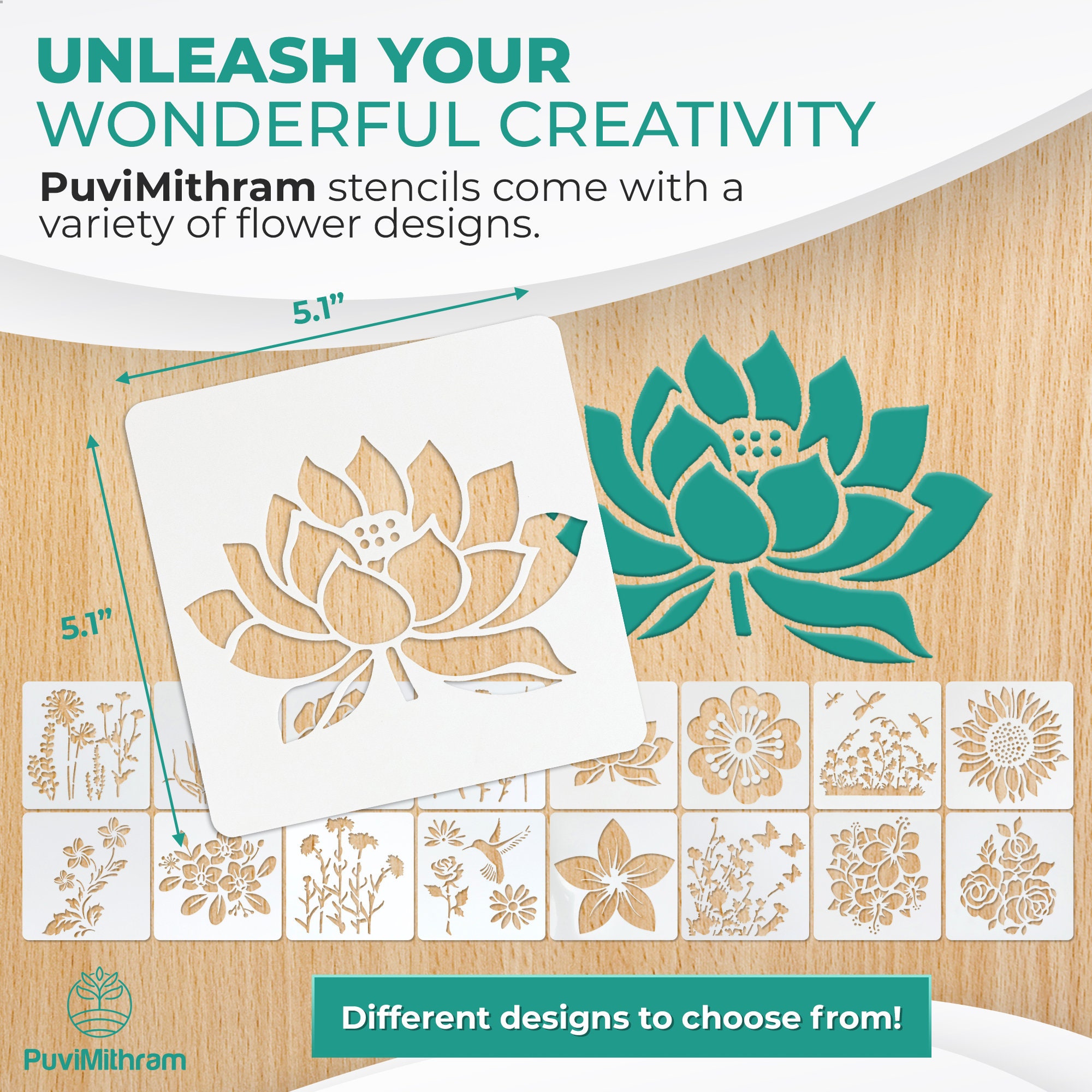 Puvimithram Eco Compostable Wild Flower Stencils for Painting on Walls ...
