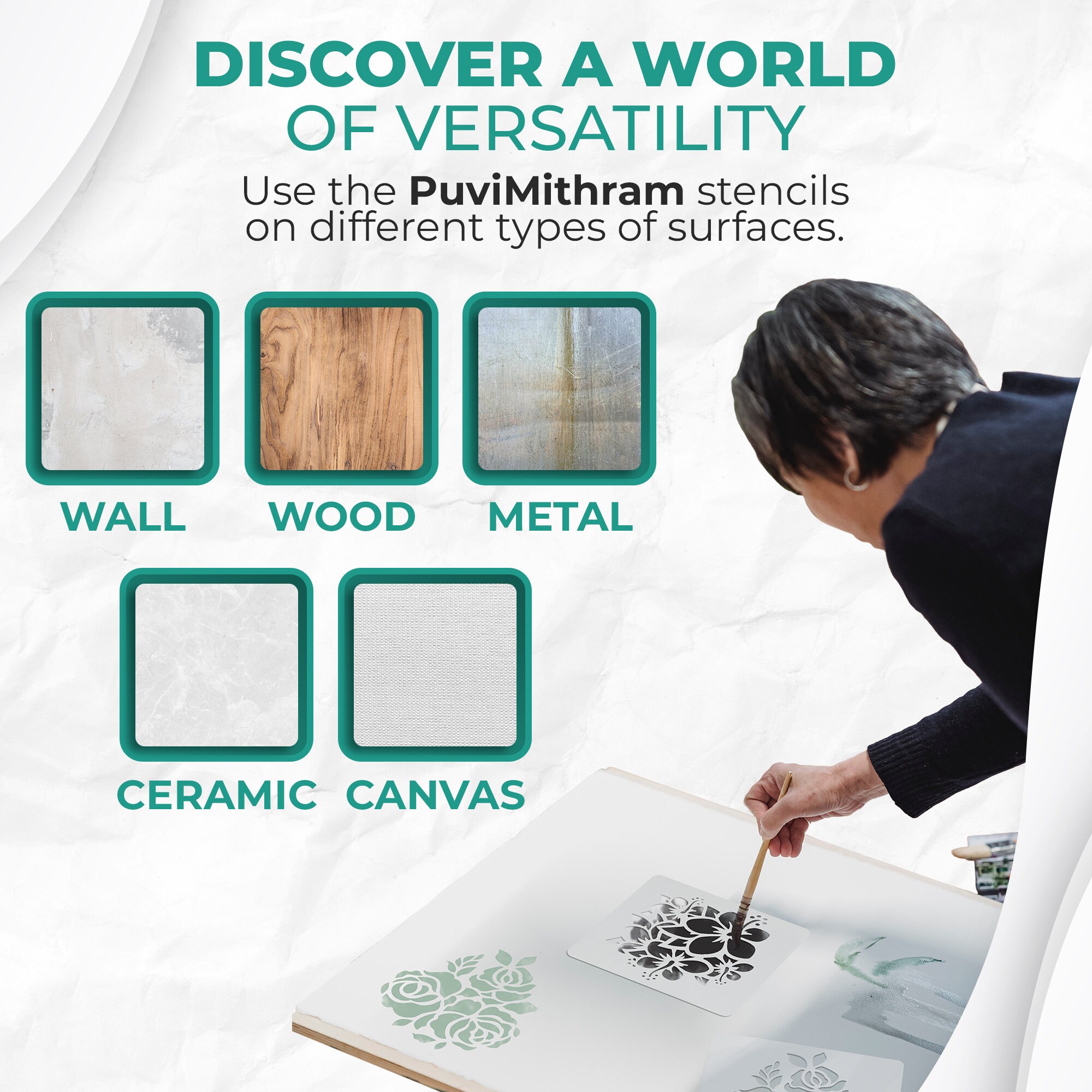 Puvimithram Eco Compostable Wild Flower Stencils for Painting on Walls ...
