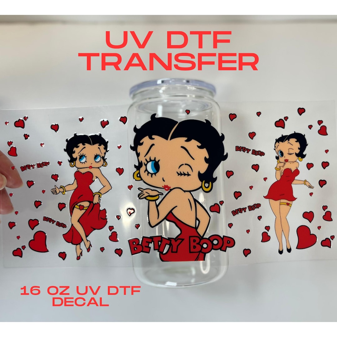 Classic Betty Boop, Uv Dtf Transfer, Glass Cup Wrap, Uv Dtf Decal, Betty Boop Wrap, Tumbler Wrap ...