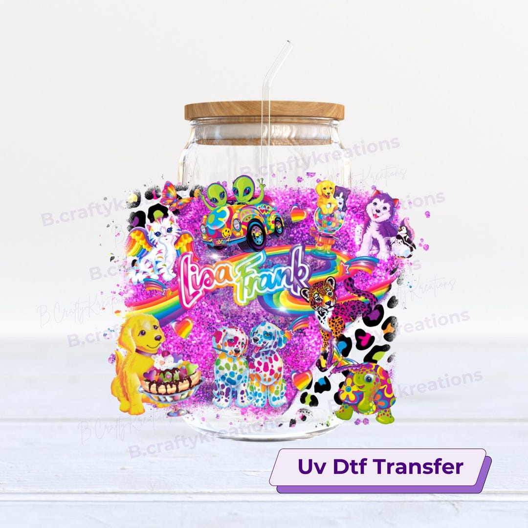 Lisa Frank Uv Dtf Transfer, Toy Story Transfer, Glass Cup Wrap, Lisa Frank Cup, Uv Dtf Decal ...
