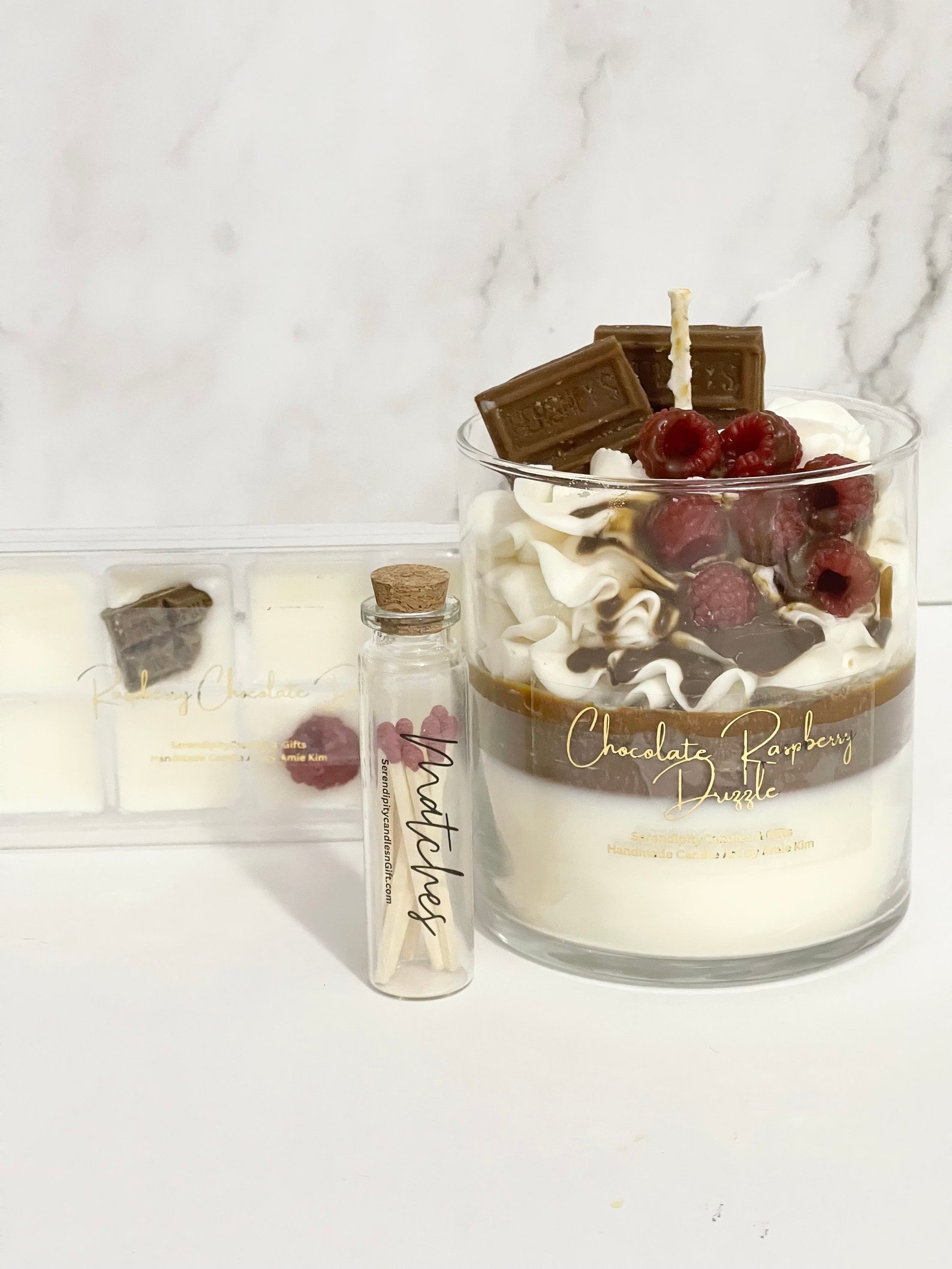 Chocolate Raspberry Drizzle Dessert Candle16 Oz Birthday Gift, Gift for ...