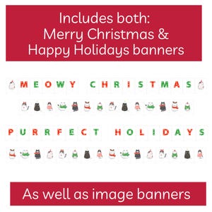 Printable Cat Christmas Banner Digital Download, Meowy Christmas ...