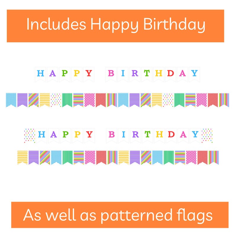 Happy Birthday Colorful Garland Banner Bunting Printable Instant ...