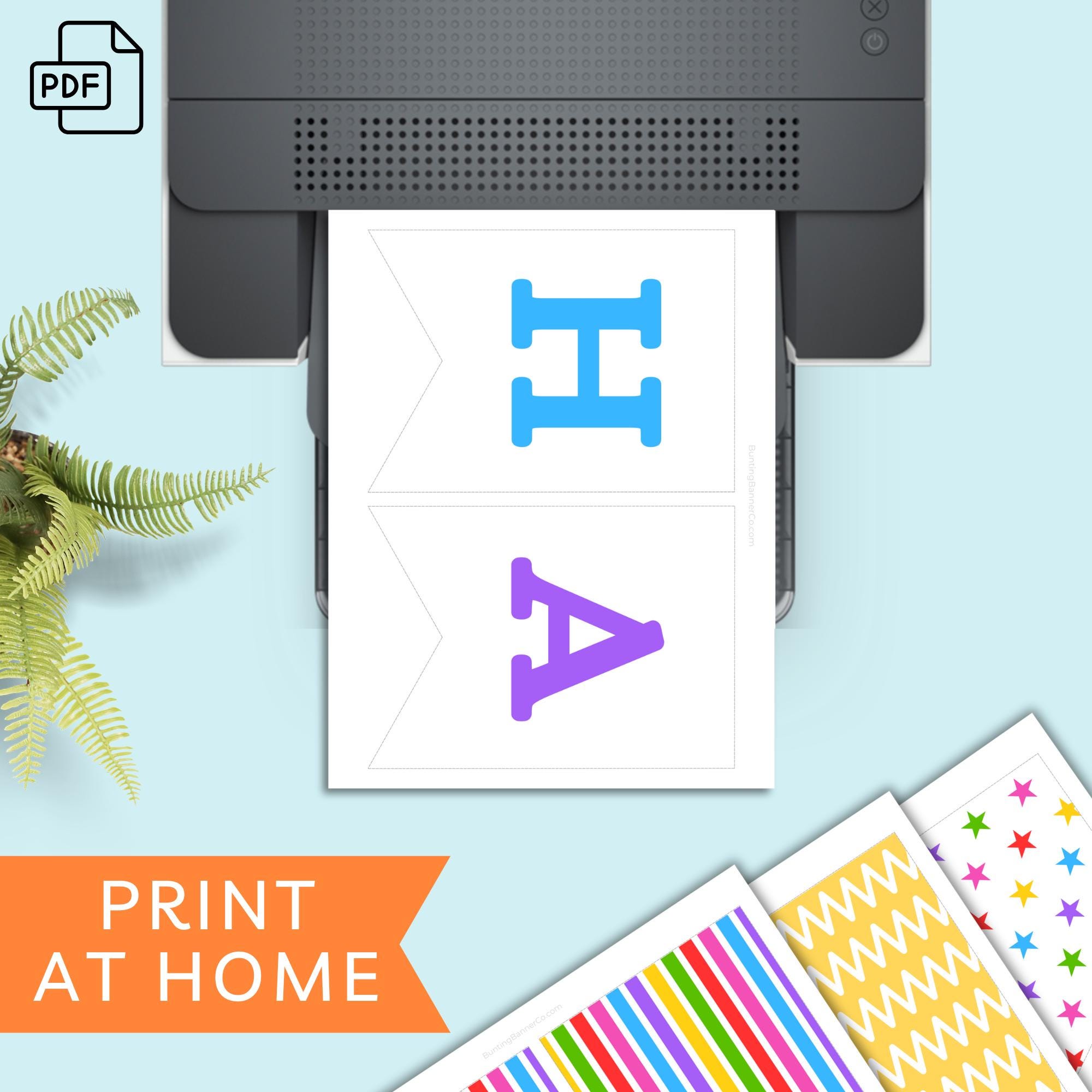 Happy Birthday Colorful Garland Banner Bunting Printable Instant ...