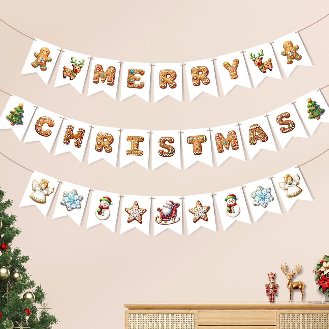 Printable Christmas Banner Digital Download PDF, Cookie Merry Christmas ...