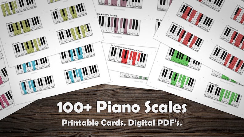 100+ Piano Scales. Printable Reference / Flashcards for Music Study ...