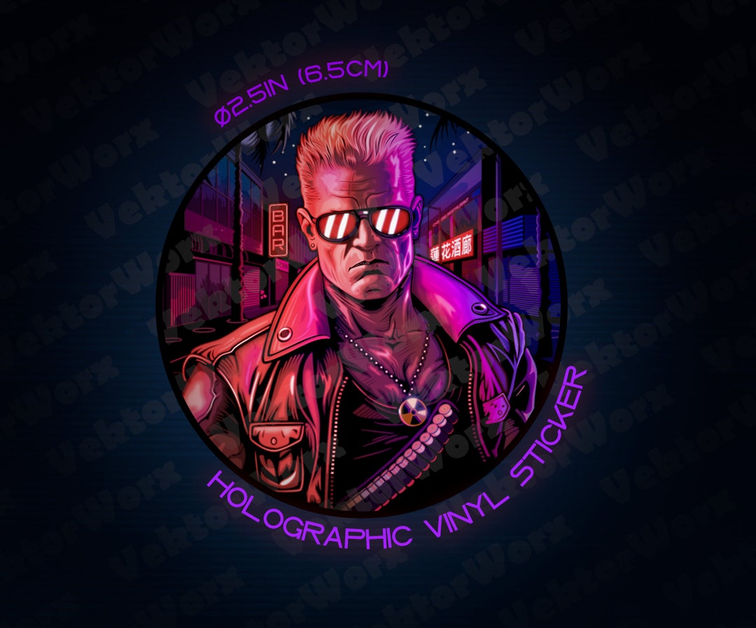 Duke Nukem - Retro Gaming Holographic Sticker for Franchise Fans - Etsy