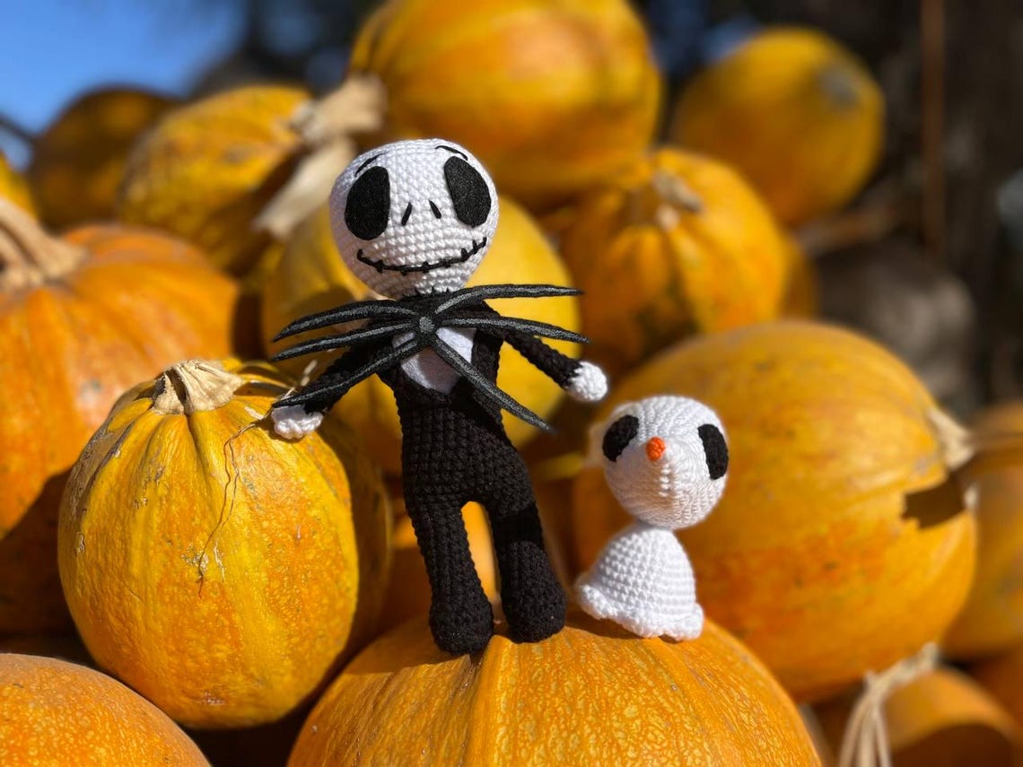 Halloween Crochet Toy Set – Spooky Skeleton Doll, Patchwork Girl, Ghost ...