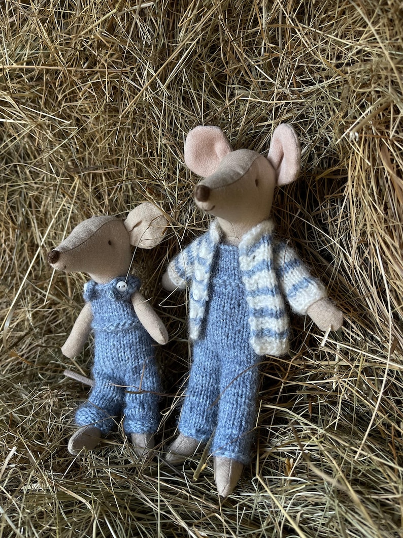 Maileg Mouse Clothes Striped Outfit Knitted Blue White Miniature ...