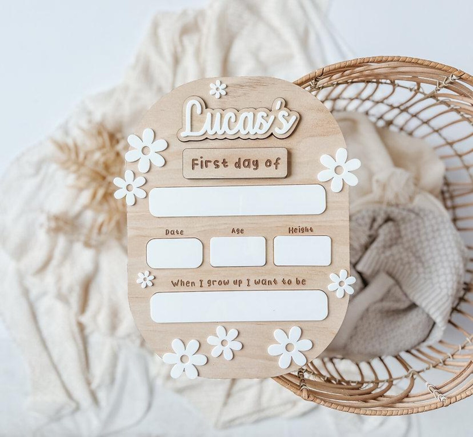 White Daisy Interchangeable First Day Board Back to School Board ...