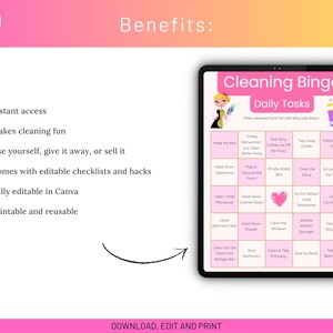 Editable Cleaning Bingo Cards, Checklists, and Hacks to Make Cleaning ...