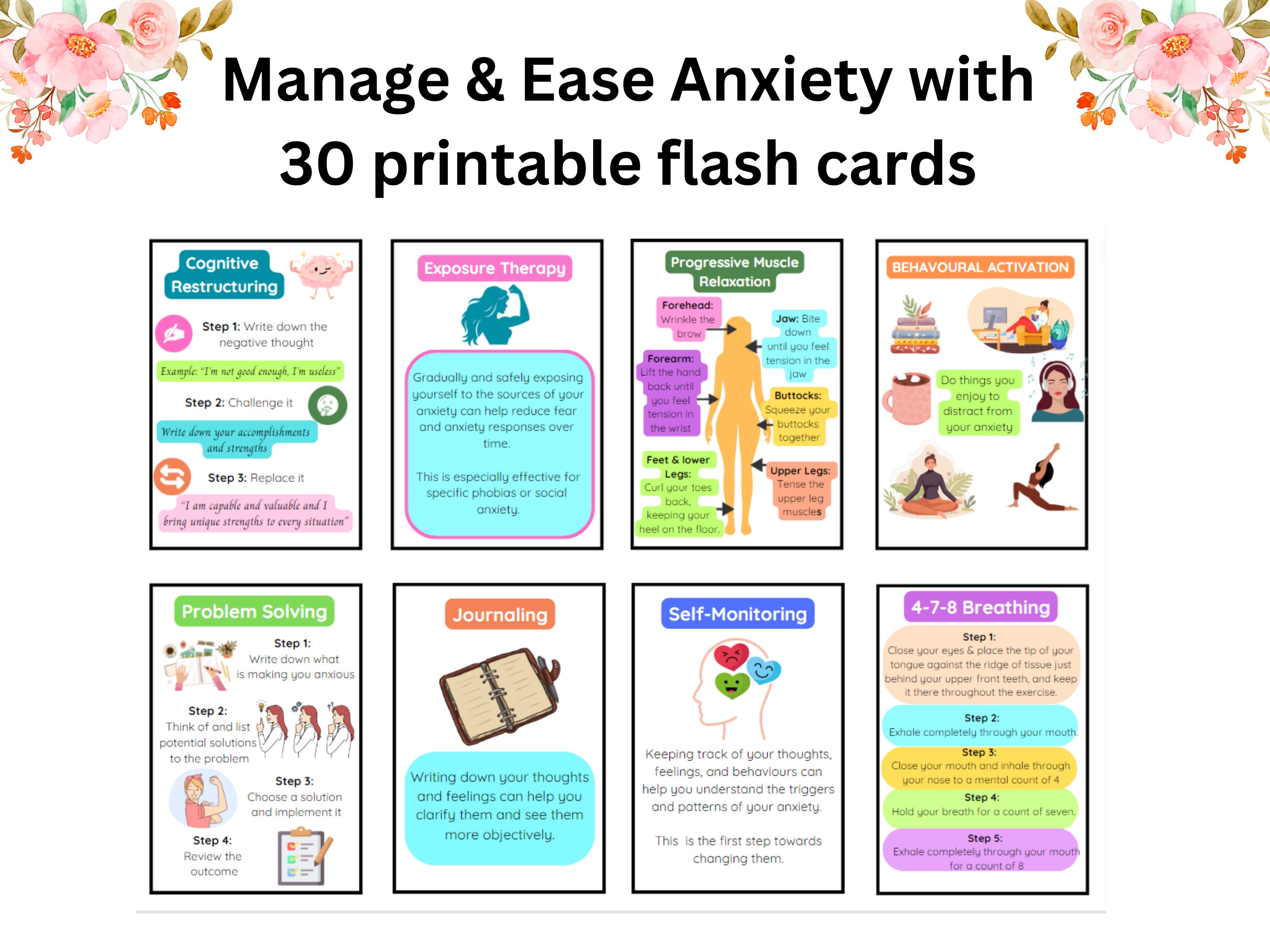 30 Printable Anxiety Coping Skills Flash Cards - Etsy
