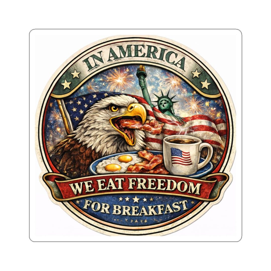 We Eat Freedom for Breakfast Kiss-cut Sticker | Bald Eagle, American ...