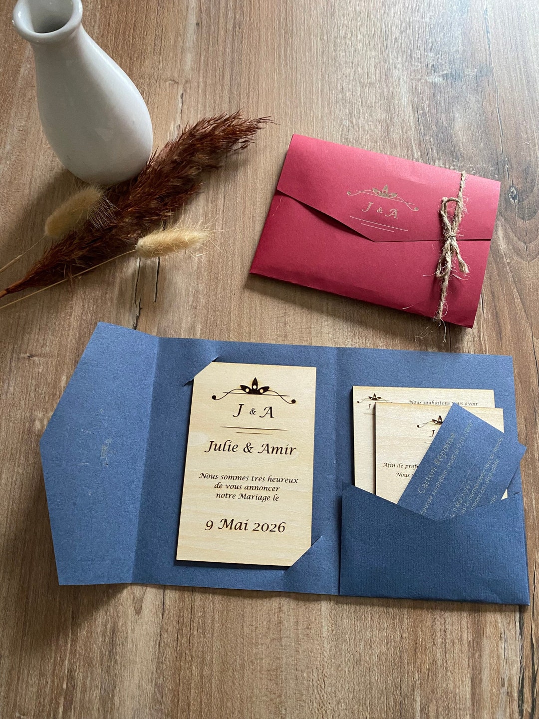 Faire-part mariage bois. Faire part mariage chic. Faire part mariage ...