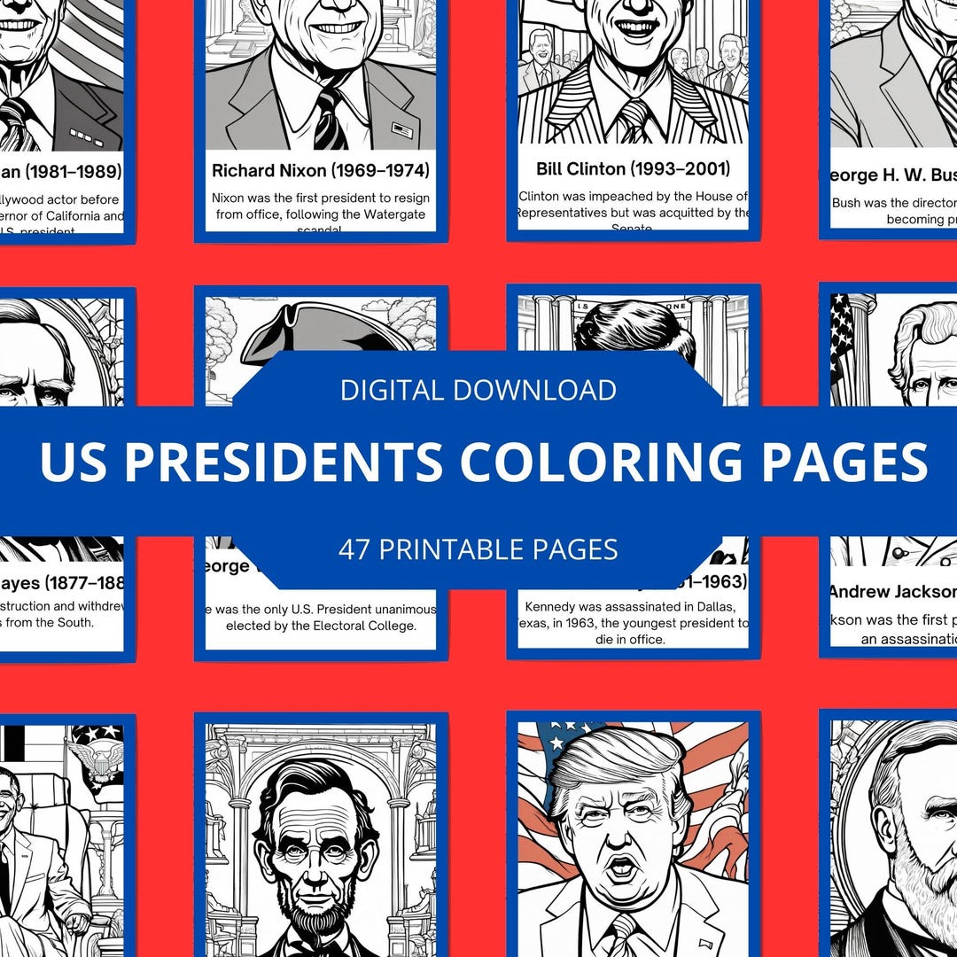 US Presidents Coloring Pages With Fun Facts | Presidential Printable ...