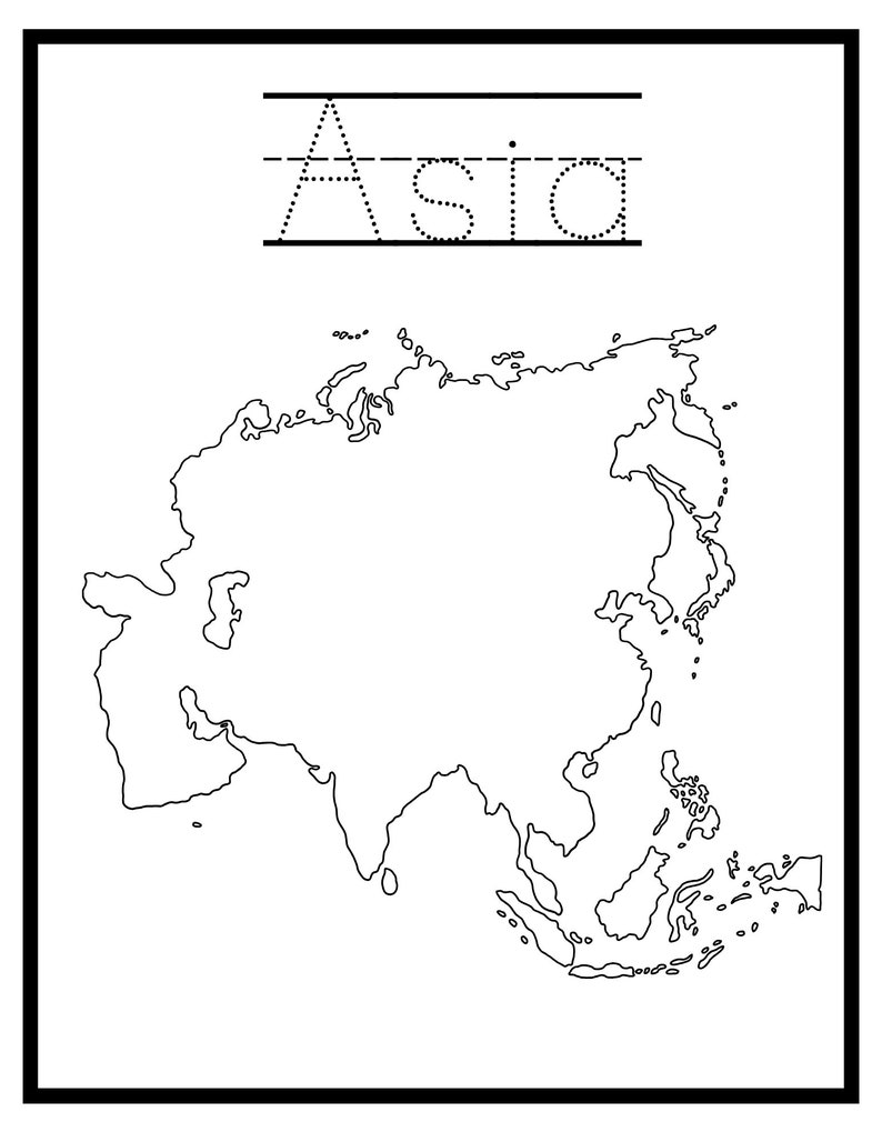 Printable Continents Coloring Book With Spelling and Writing Guides for ...
