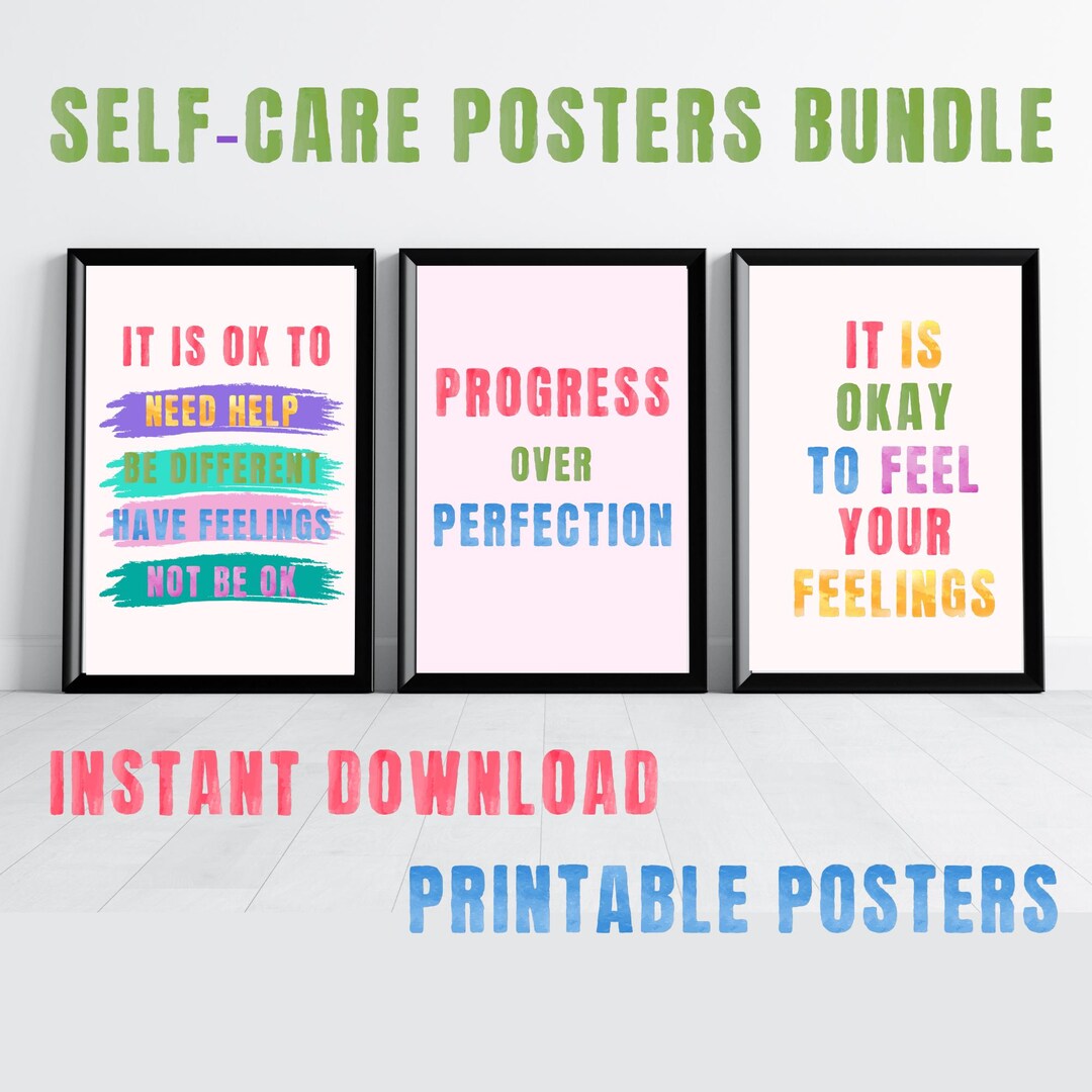 Mental Health Printable Posters Bundle Self-care Reminder Therapy ...