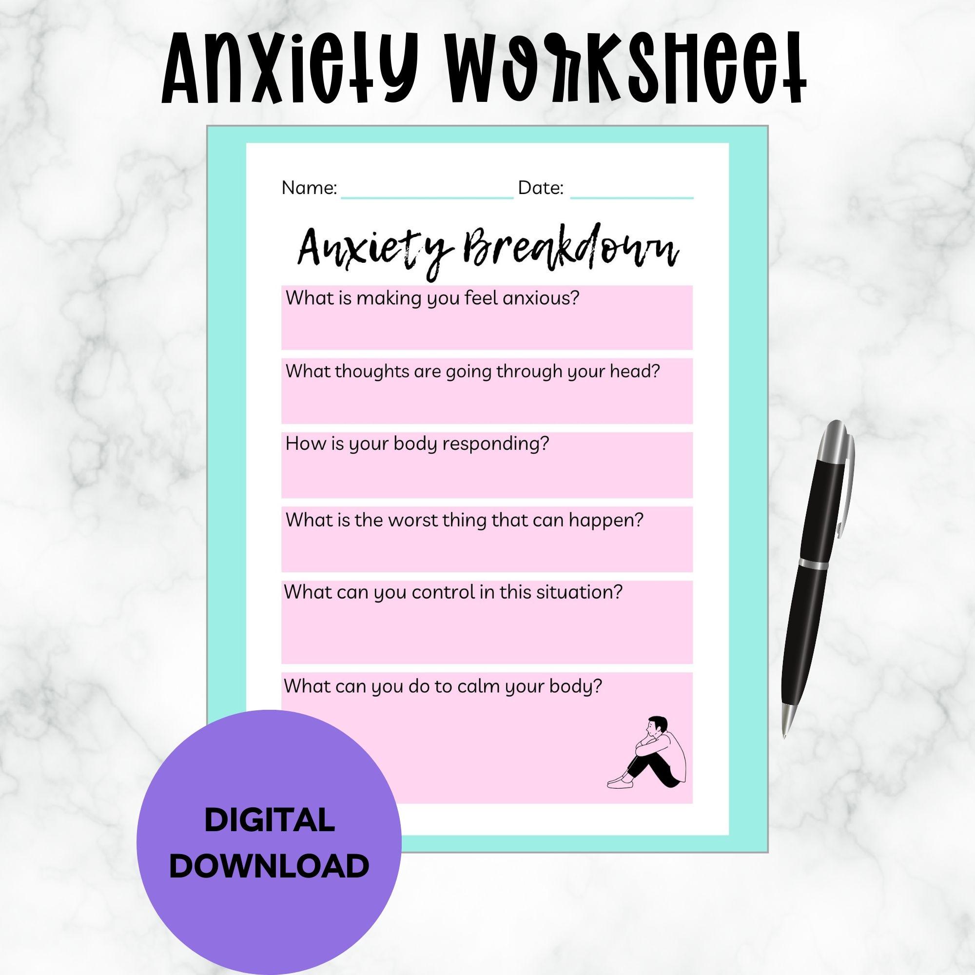 Anxiety Breakdown Worksheet | Self-care Helper | for Kids & Adults ...
