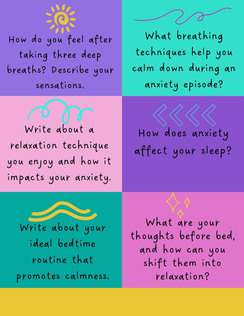 Anxiety Journal Prompt Cards | Printable Self-reflection & Mindfulness ...