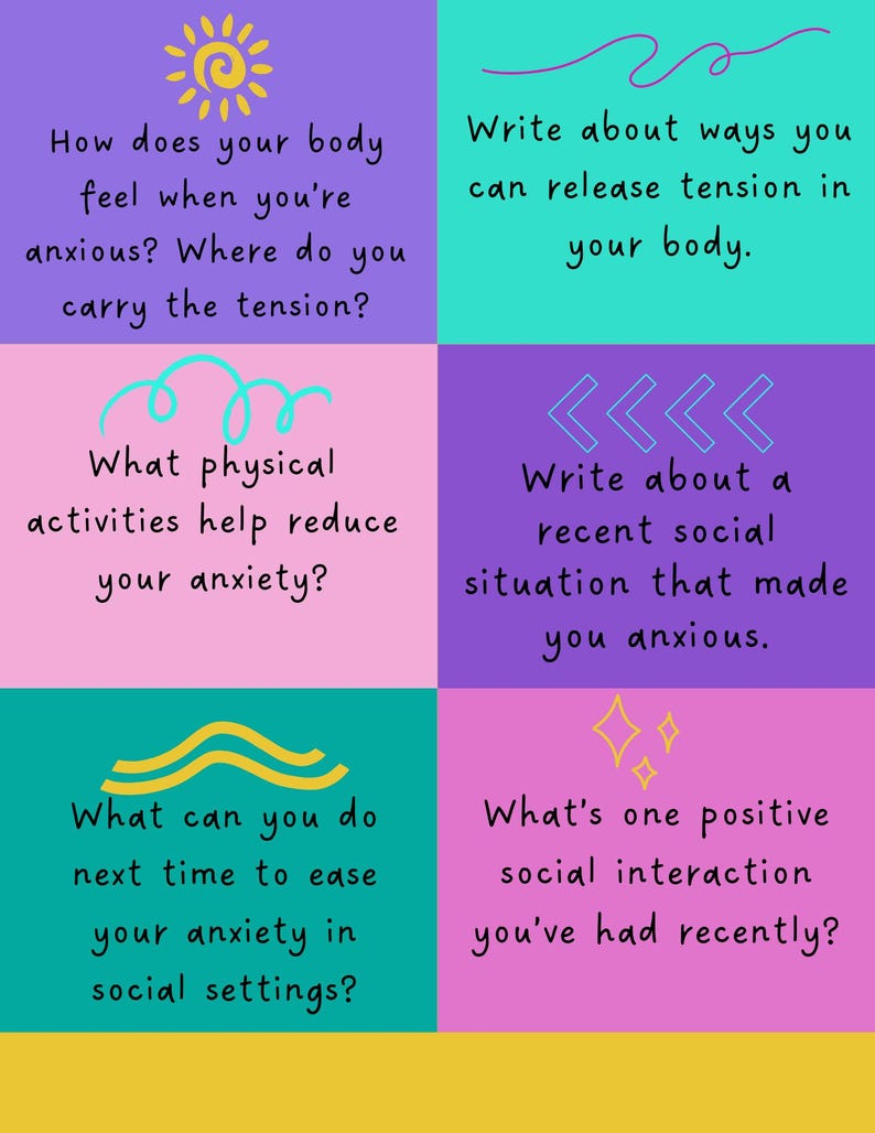 Anxiety Journal Prompt Cards | Printable Self-reflection & Mindfulness ...