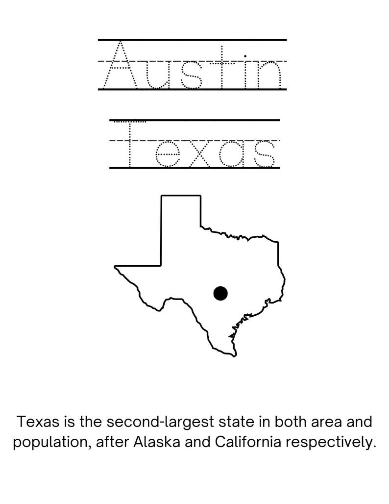 50 US States Coloring Pages With Capitals & Facts | Educational ...