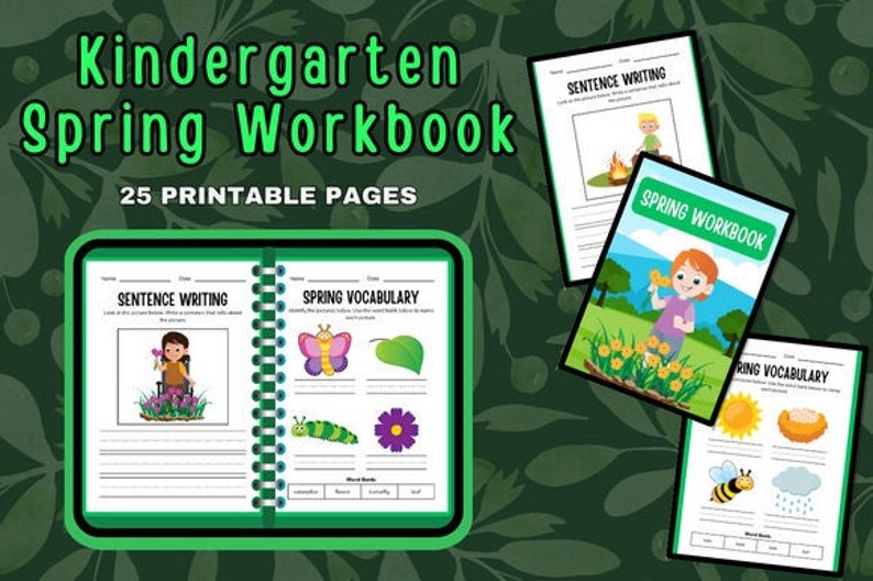Kindergarten Spring Workbook - 25 Printable Worksheets | Writing ...