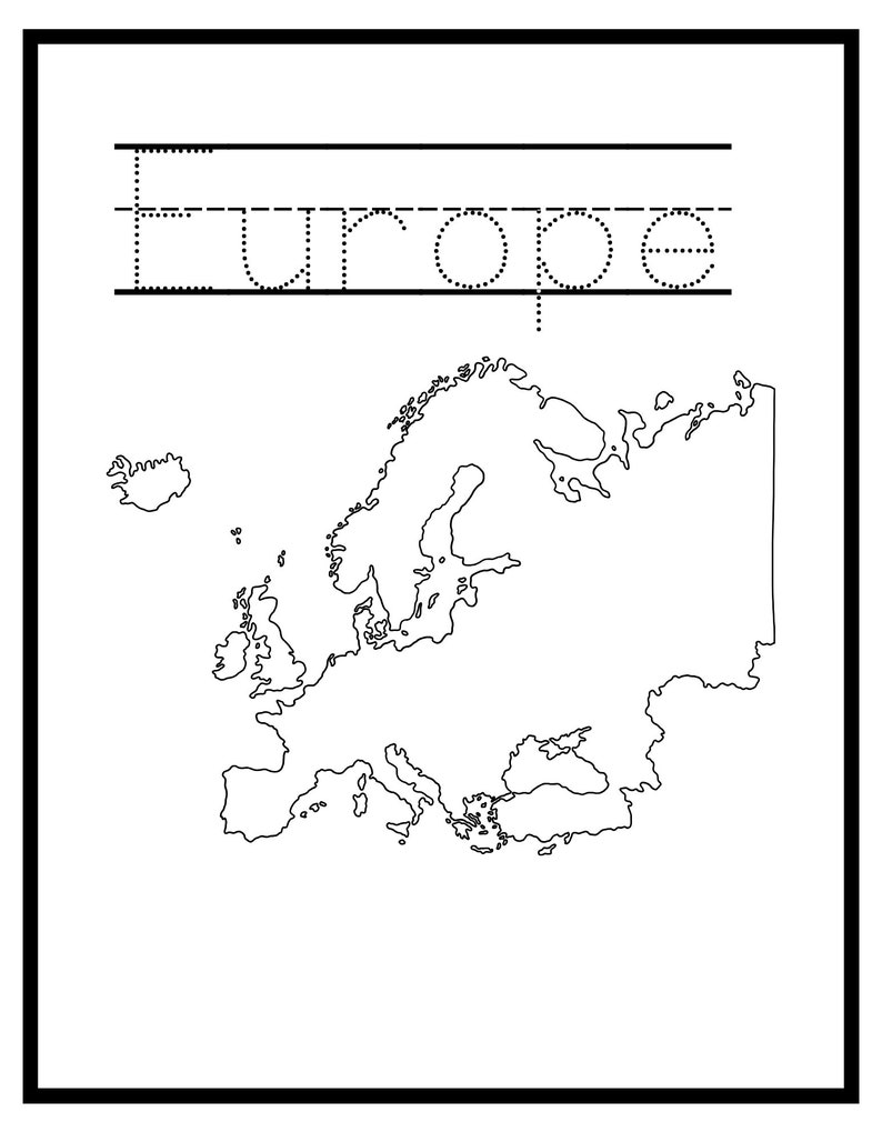 Printable Continents Coloring Book With Spelling and Writing Guides for ...