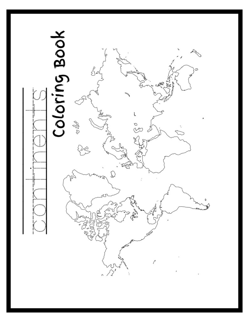 Printable Continents Coloring Book With Spelling and Writing Guides. - Etsy