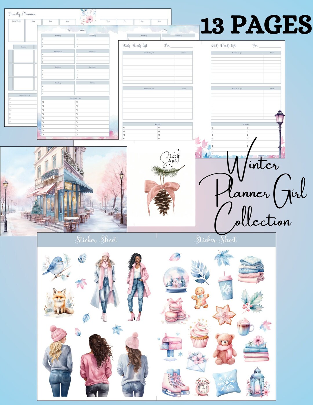 Winter Planner Girl Collection Printable Digital Download - Etsy Canada