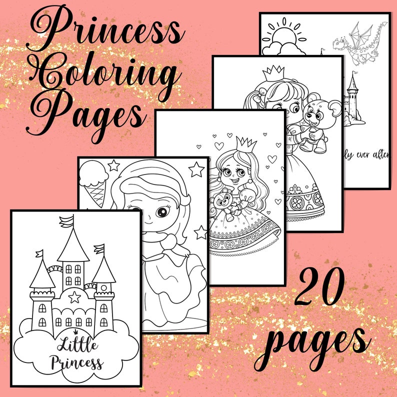 20 Printable Princess Coloring Pages Digital Download Fairytale ...