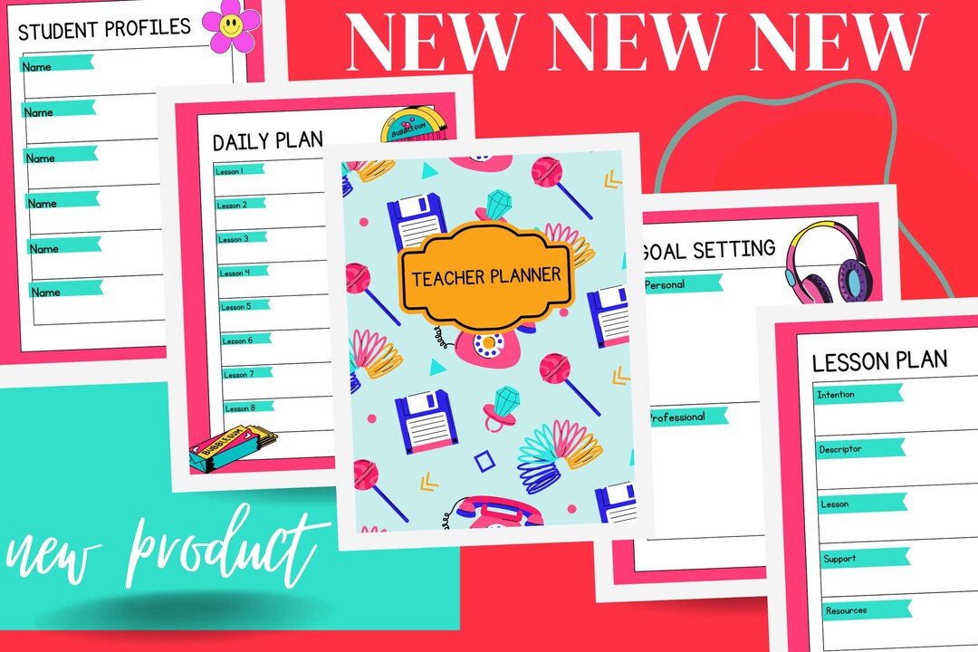 Retro 90's Themed Printable Teacher Planner | Teacher Planner PDF | Fun ...