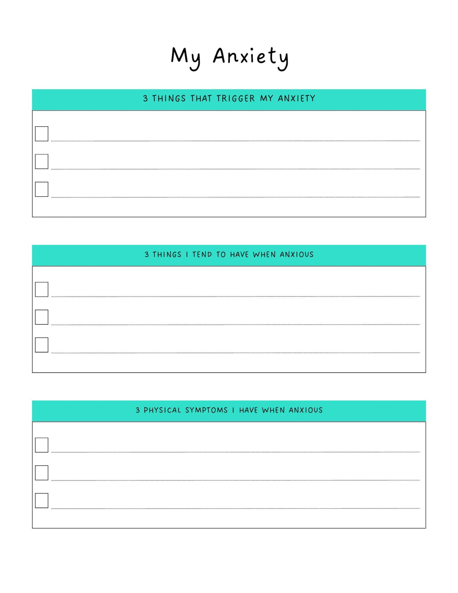 Anxiety Tracker Printable Daily Anxiety Journal and Mood Log Self-care ...