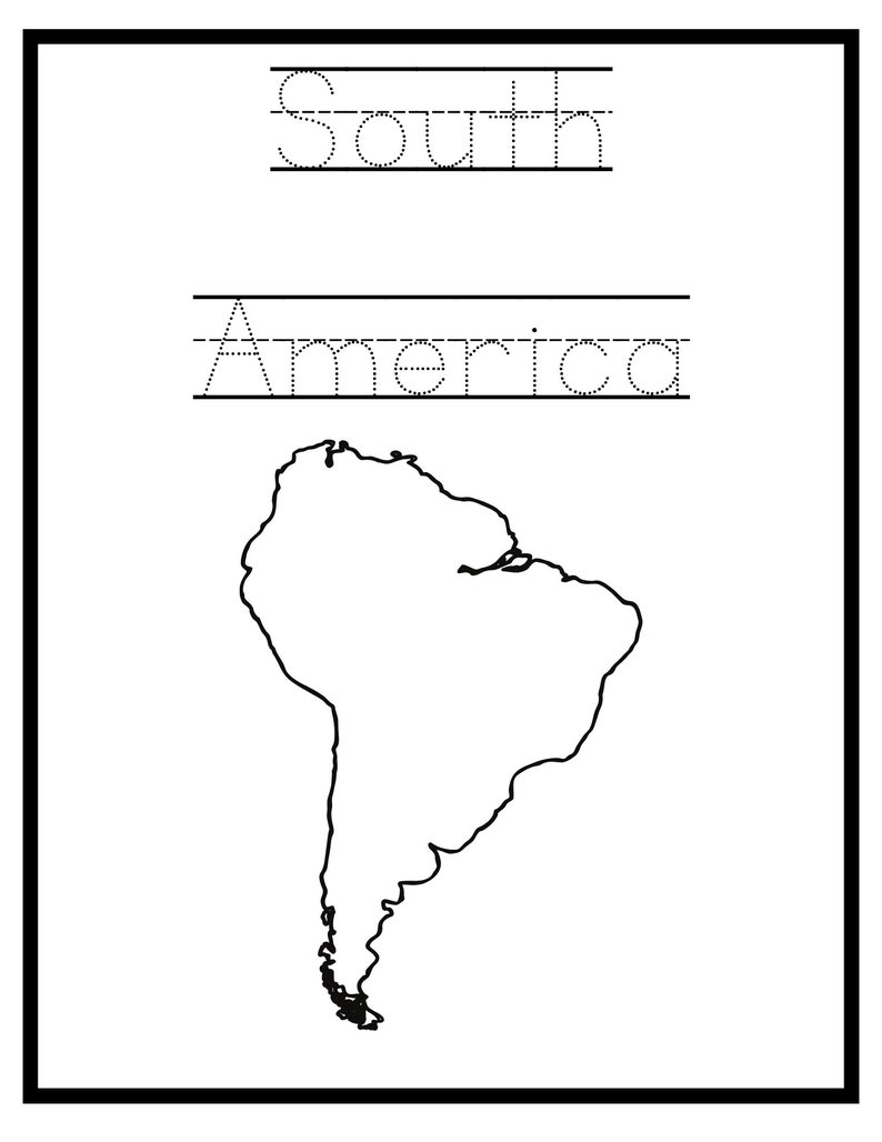 Printable Continents Coloring Book With Spelling and Writing Guides for ...
