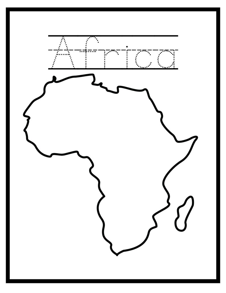 Printable Continents Coloring Book With Spelling and Writing Guides for ...
