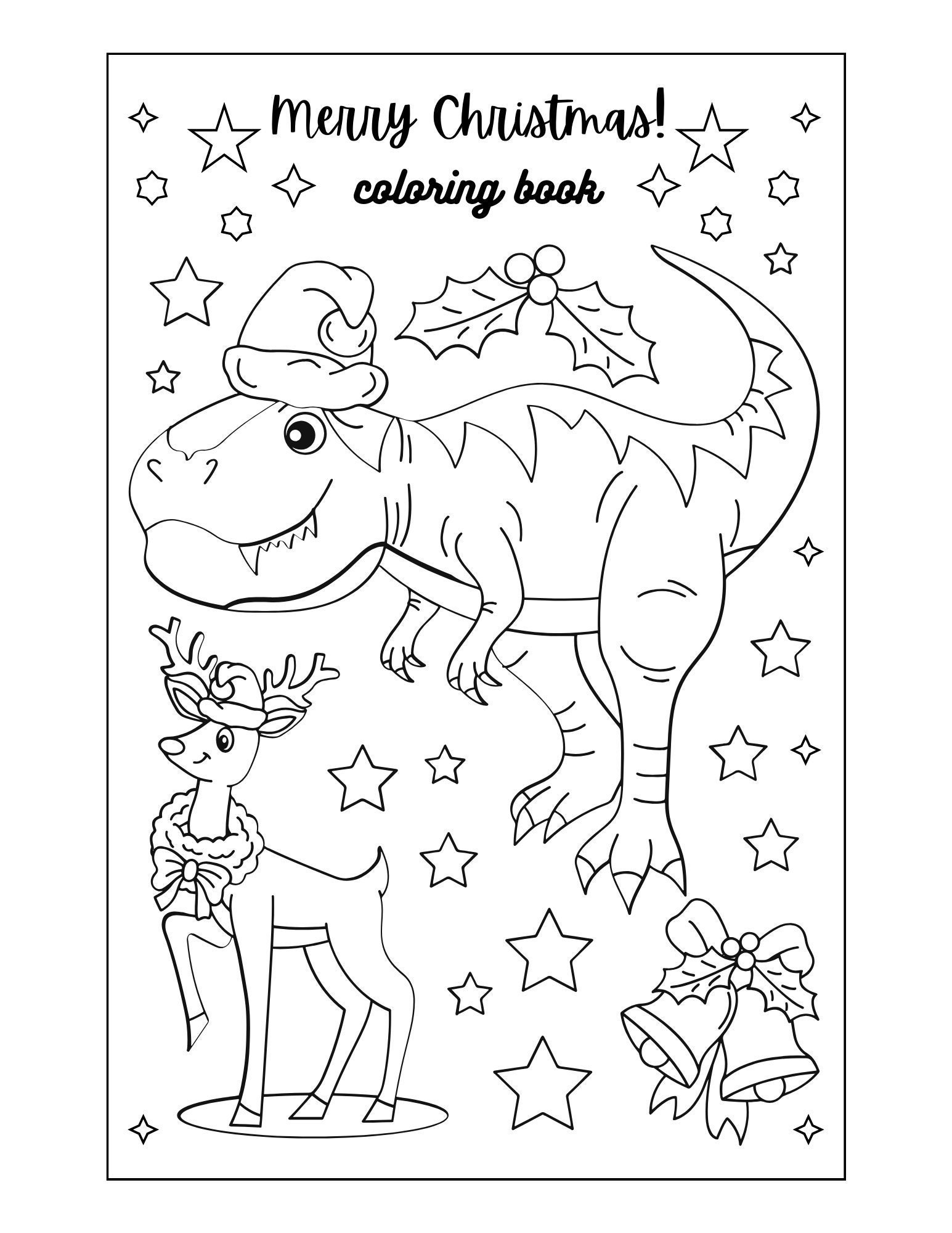 Dinosaur Christmas Coloring Pages - 9 Pages Christmas Activity for Kids ...