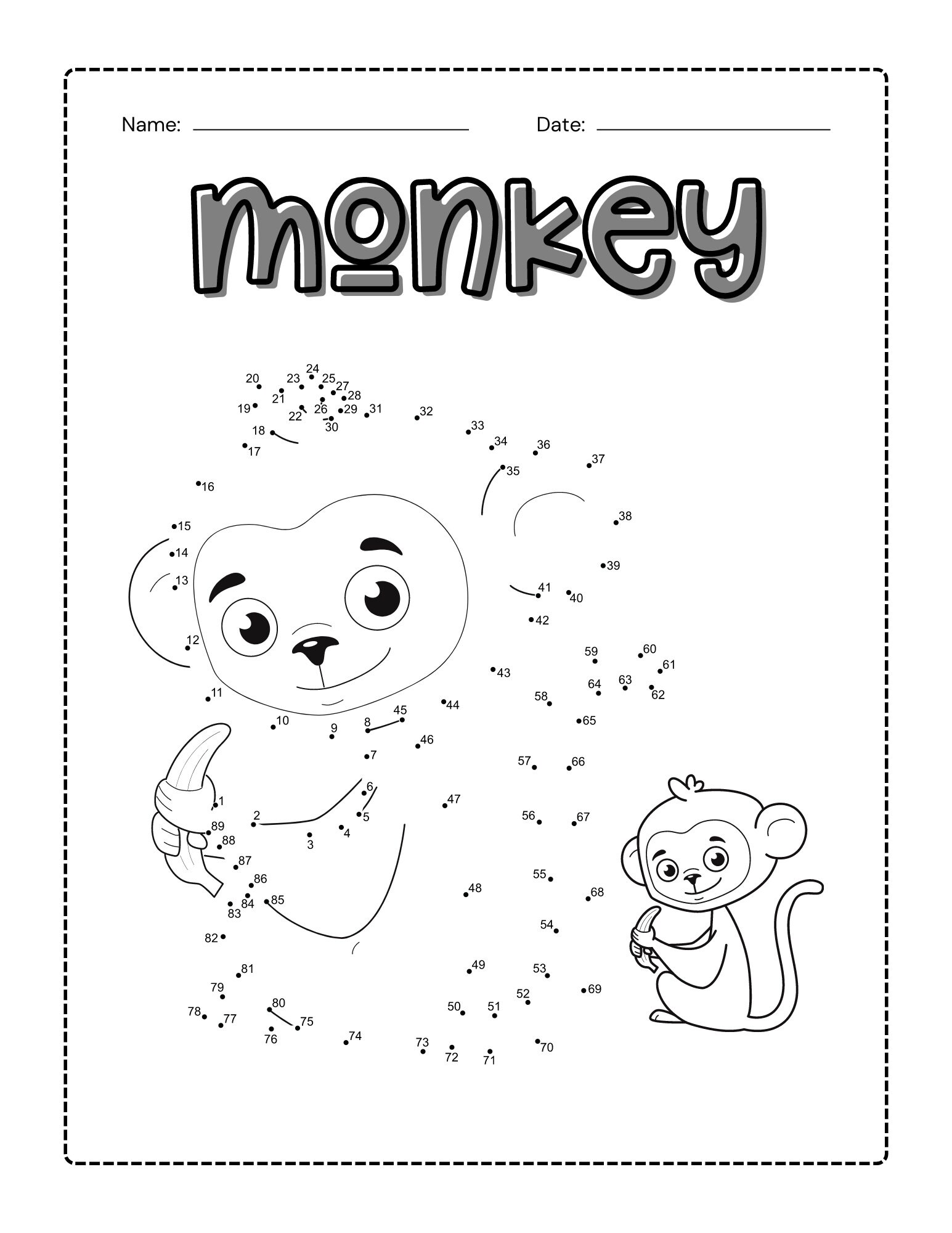 Animal Connect the Dots Printables: 50 Pages of Fun! Instant Download ...