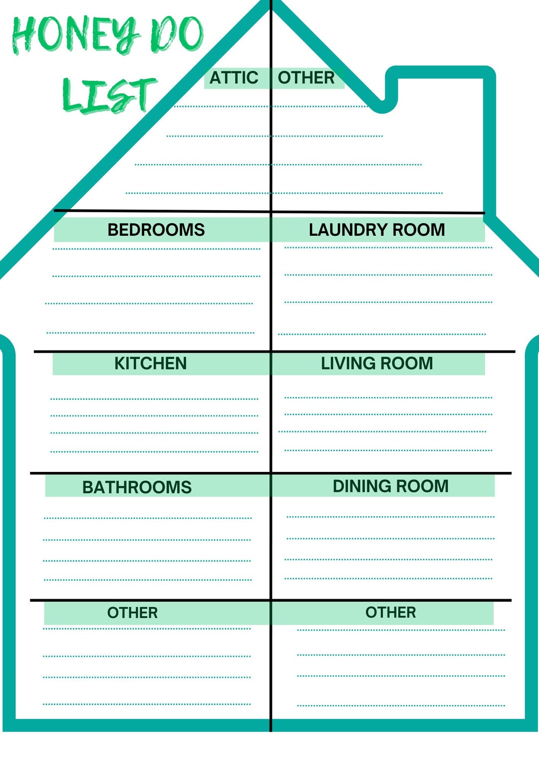 Honey Do List by Room Printable - Etsy