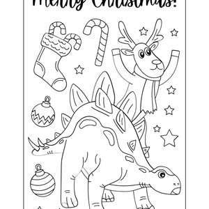 Dinosaur Christmas Coloring Pages - 9 Pages Christmas Activity for Kids ...