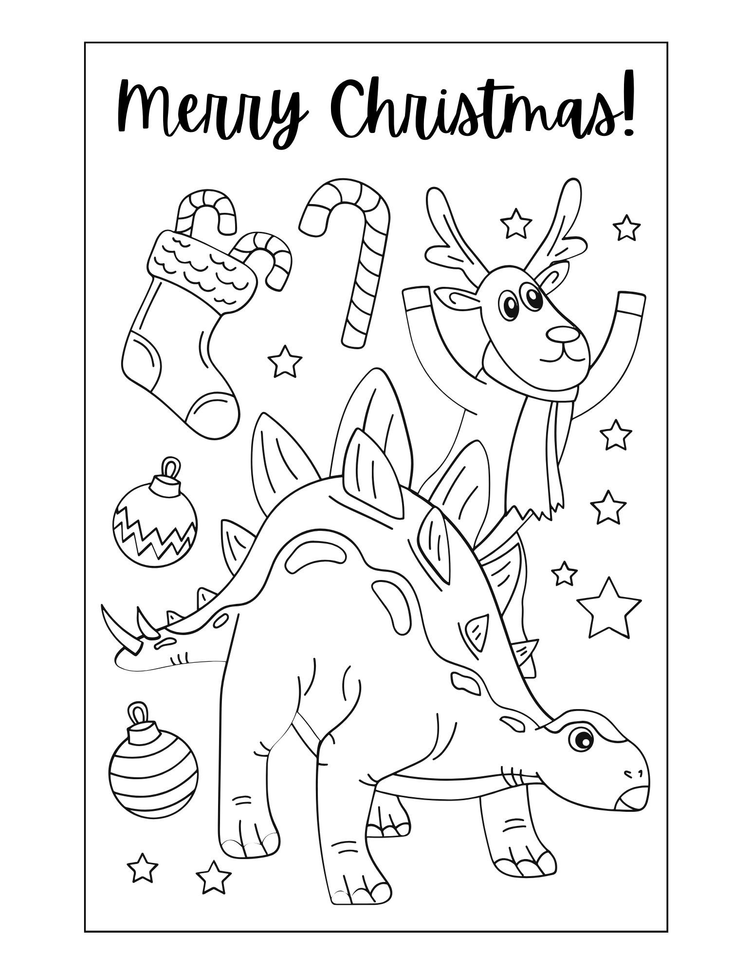 Dinosaur Christmas Coloring Pages - 9 Pages Christmas Activity for Kids ...