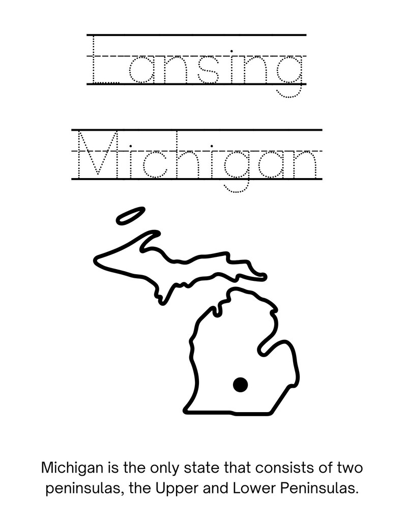 50 US States Coloring Pages With Capitals & Facts | Educational ...