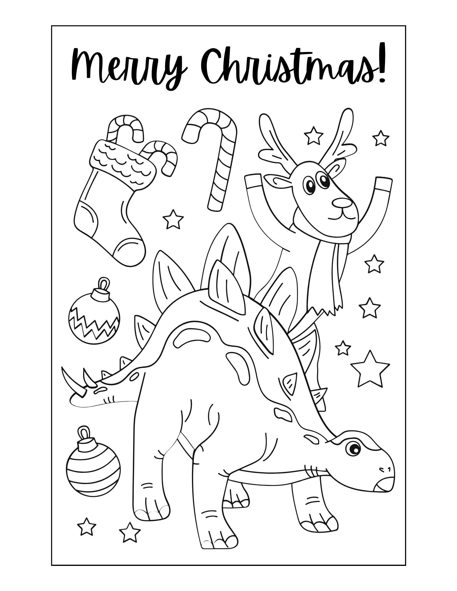 Dinosaur Christmas Coloring Pages - 9 Pages Christmas Activity for Kids ...