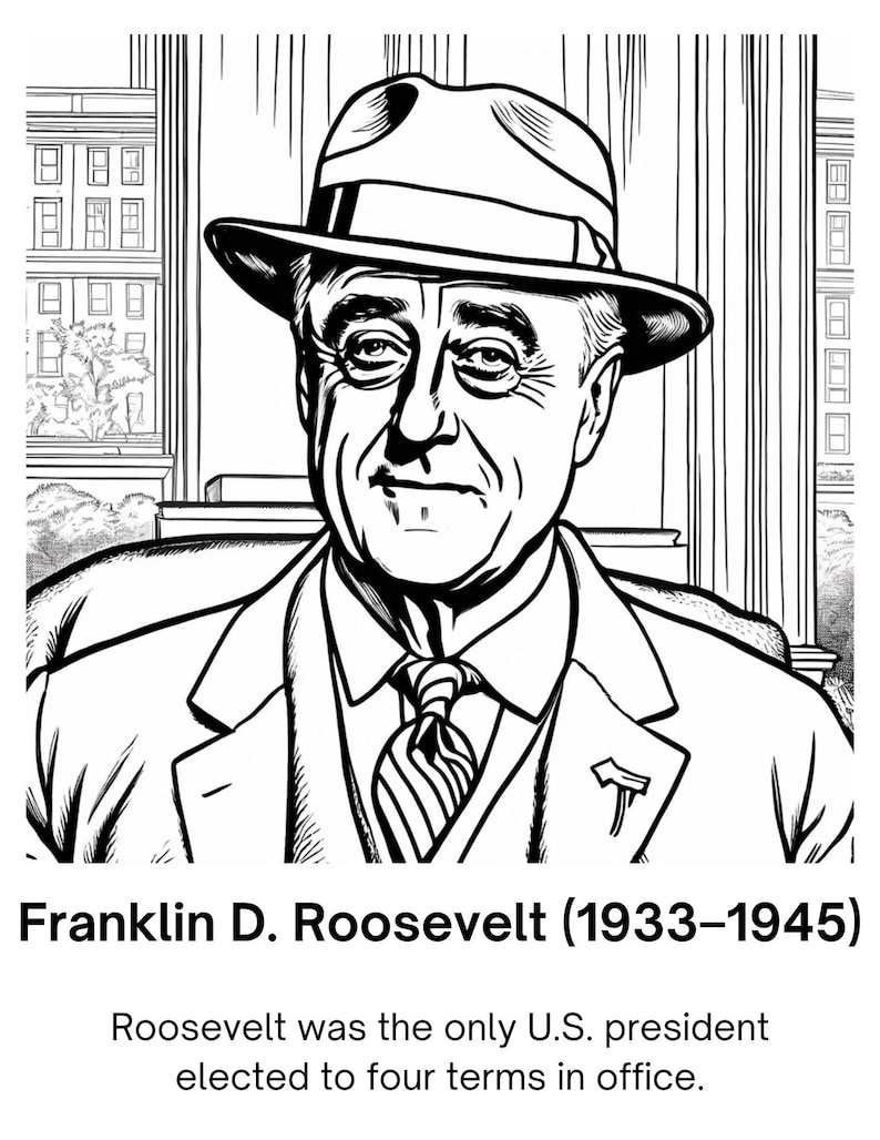 US Presidents Coloring Pages With Fun Facts | Presidential Printable ...