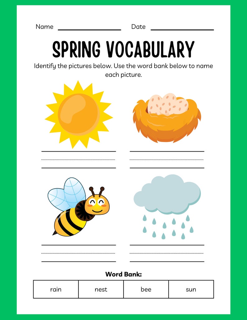 Kindergarten Spring Workbook - 25 Printable Worksheets | Writing ...