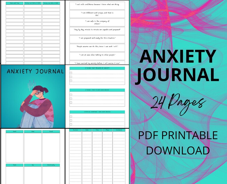 Anxiety Tracker Printable | Daily Anxiety Journal and Mood Log | Self ...
