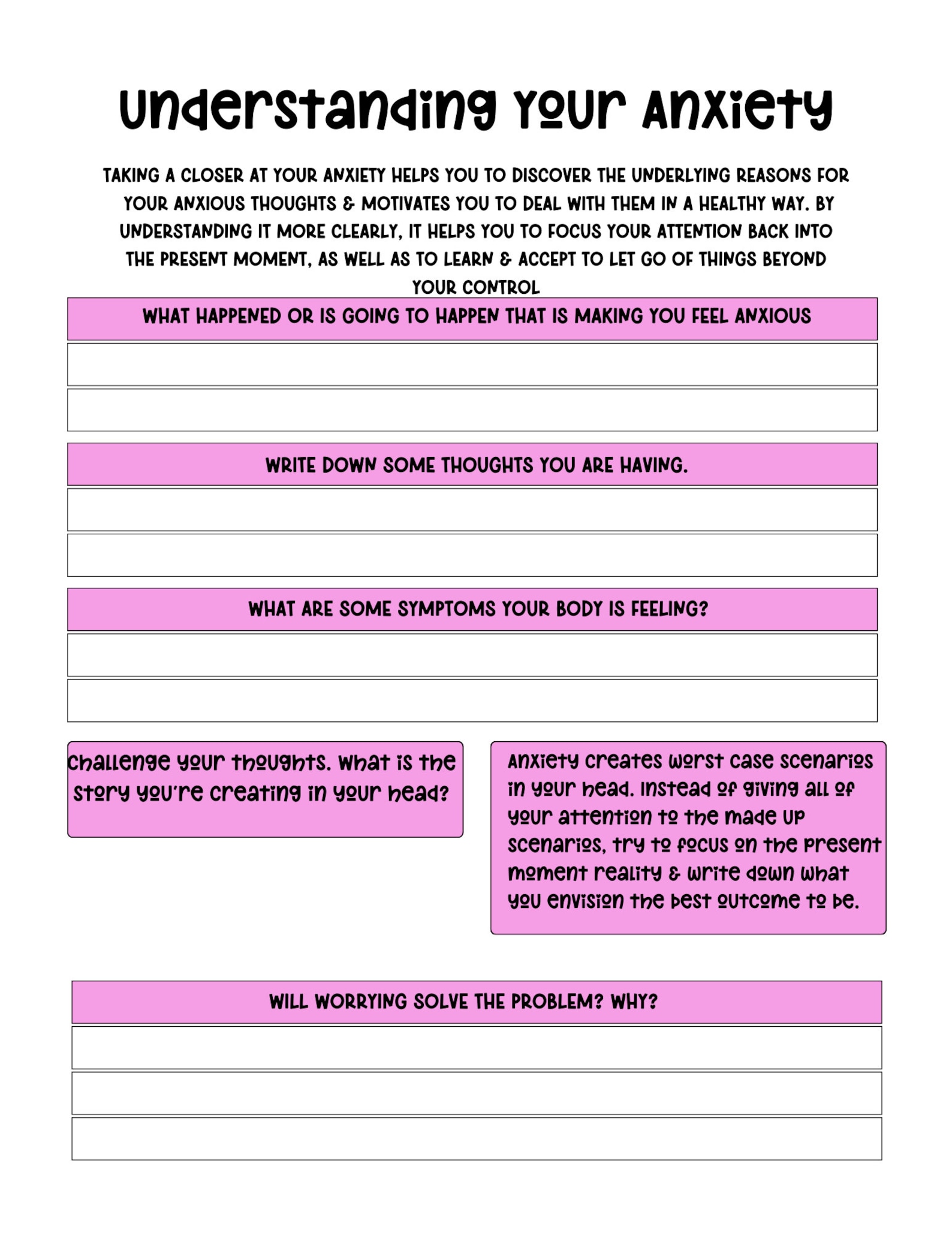 Anxiety and Depression Workbook BUNDLE 120 Page Digital Download ...